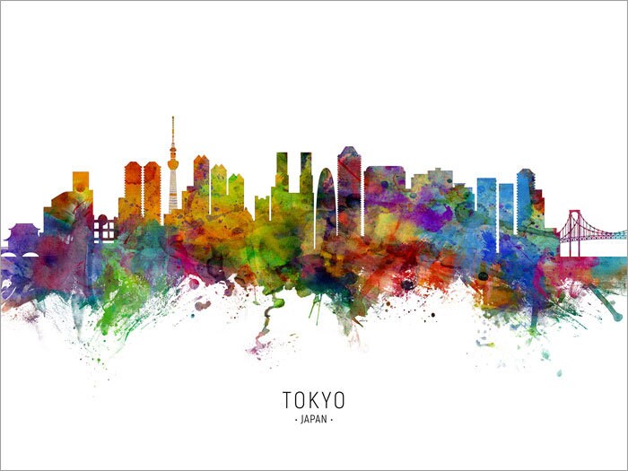 Tokyo Skyline Japan Cityscape Painting Art Print Poster CX | Etsy