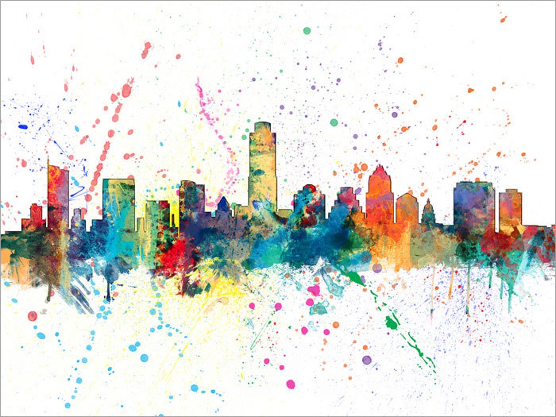 Austin Skyline Austin Texas Cityscape Art Print 1970 - Etsy