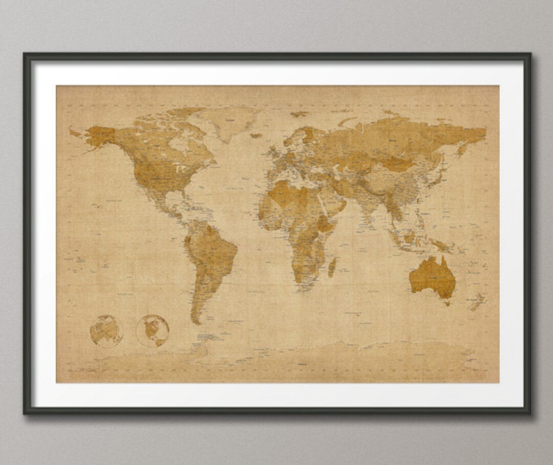 Antique Style Map of the World Map, Art Print, 24x36 Inch 228 - Etsy