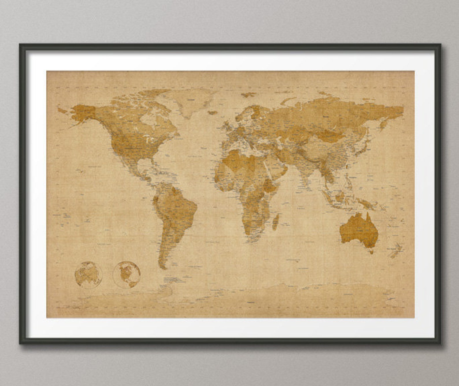 Antique Style Map of the World Map Art Print 24x36 Inch - Etsy