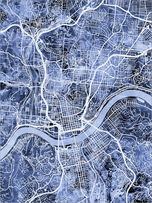 Cincinnati Map Cincinnati Ohio City Map Art Print 3024 | Etsy