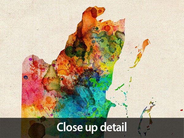 Belize Watercolor Map Art Print 1332 - Etsy