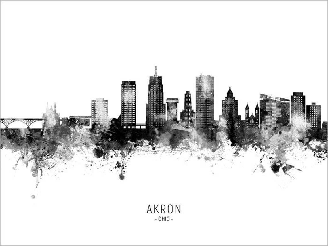 Akron Skyline Akron Ohio Cityscape Art Print Poster 24615 - Etsy