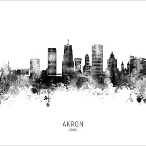Akron Skyline, Akron Ohio Cityscape Art Print Poster 24615 - Etsy