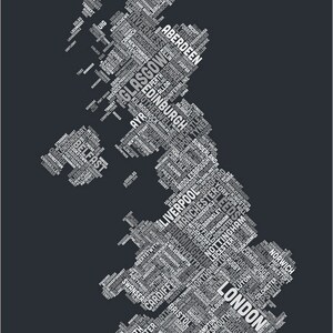 Great Britain UK City Text Map, Art Print (304) - Etsy UK