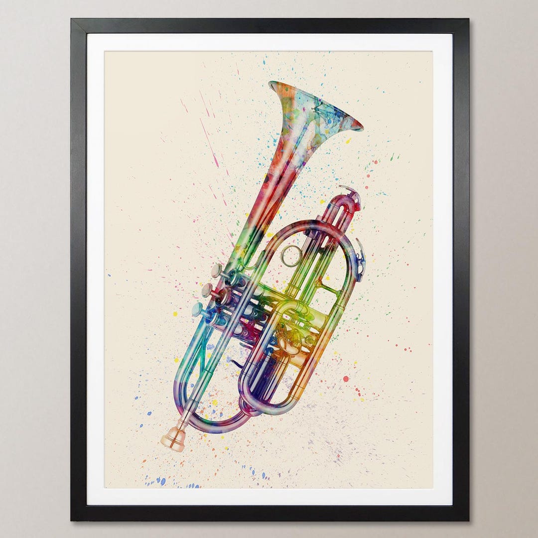 Cornet, Abstract Watercolor Music Instrument - Art Print Poster (2514 ...
