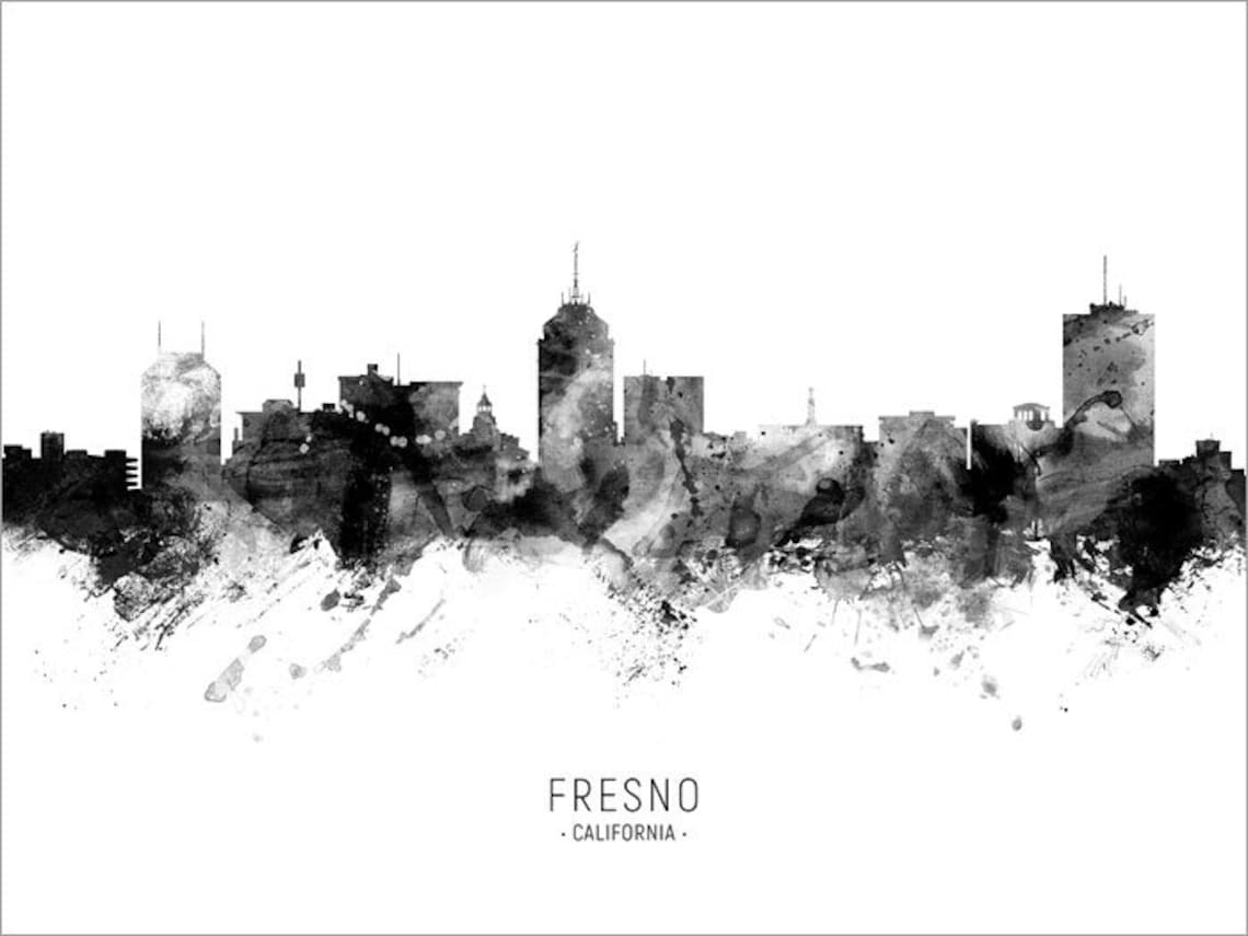 Fresno Skyline Fresno California Cityscape Art Print Poster - Etsy
