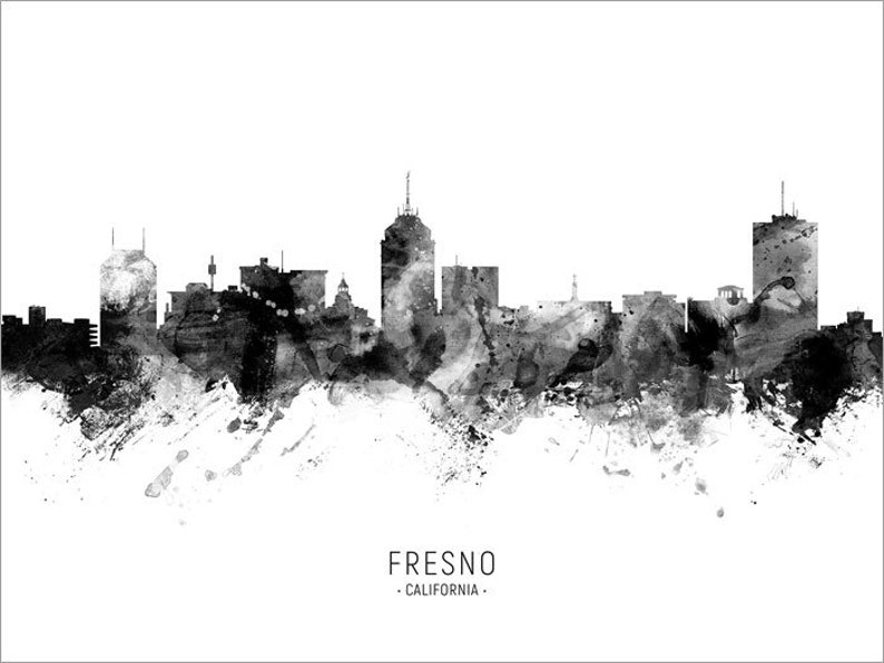 Fresno Skyline Fresno California Cityscape Art Print Poster - Etsy