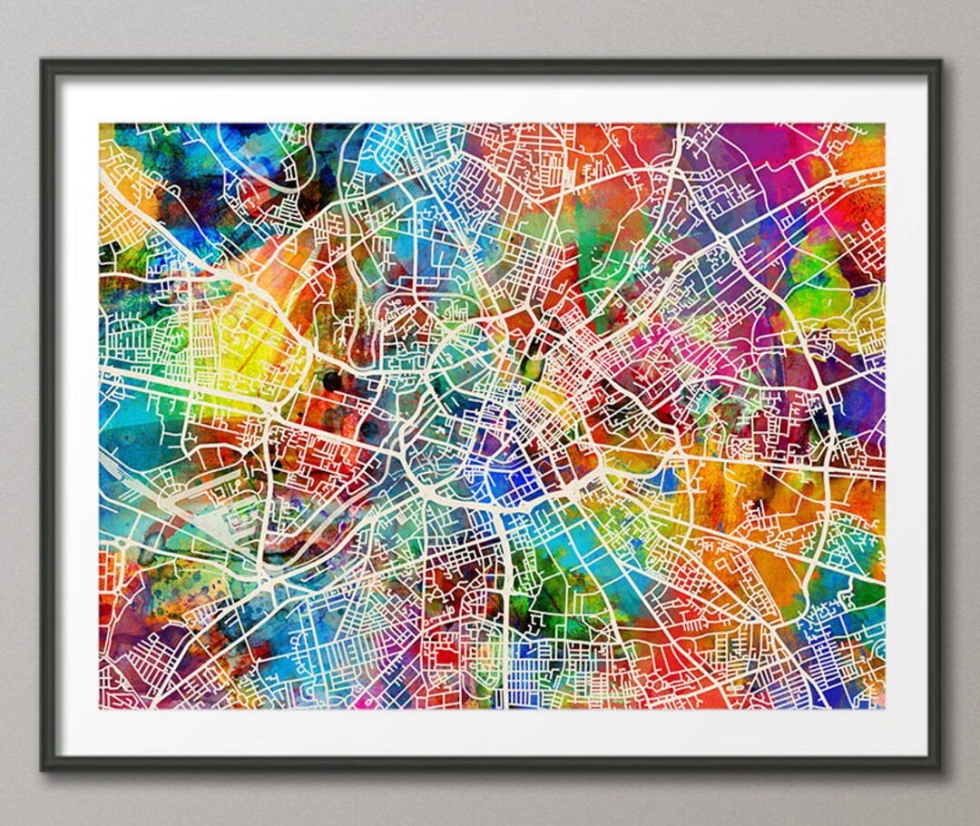 Manchester Map, Manchester England City Street Map, Art Print (1370 ...