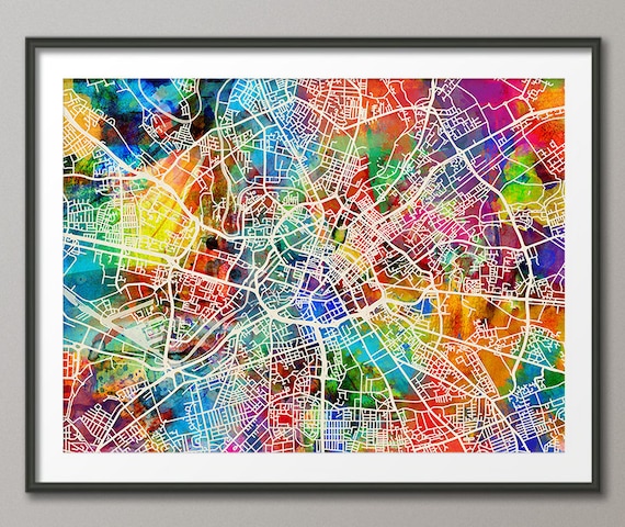 Manchester Map Manchester England City Street Map Art Print | Etsy UK