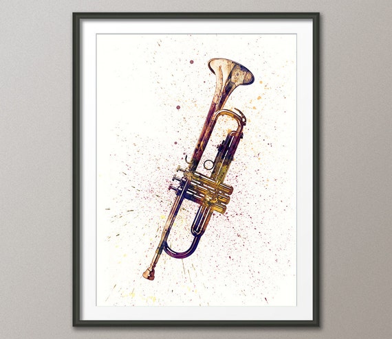 Trumpet Abstract Watercolor Music Instrument Art Print 2000 | Etsy