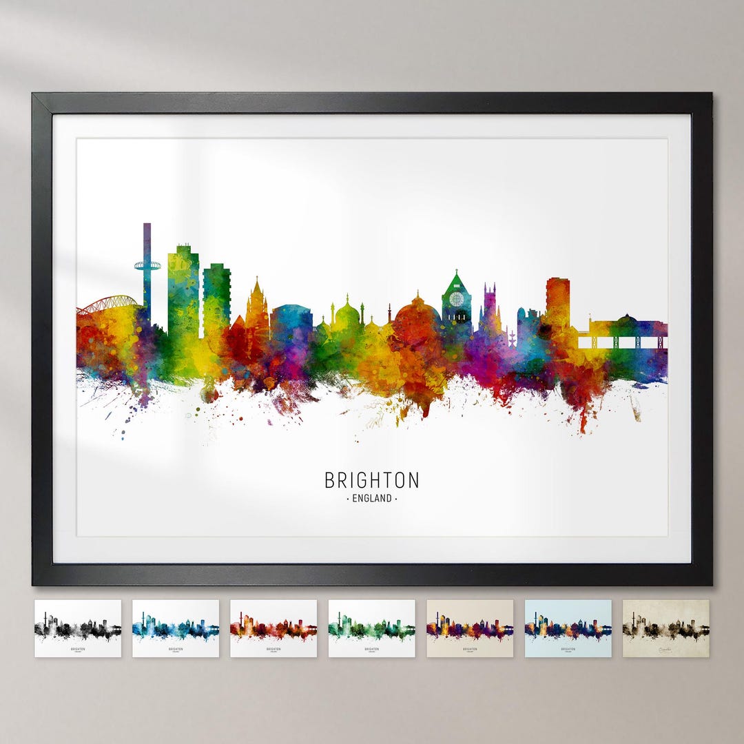 Brighton Skyline England, Cityscape Painting Art Print Poster CX (15998 ...