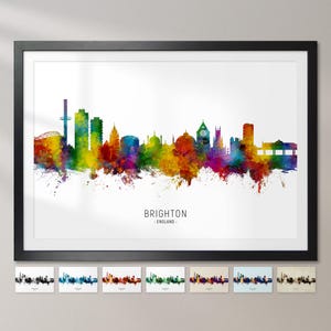 Brighton Skyline England, Cityscape Painting Art Print Poster CX (15998 ...
