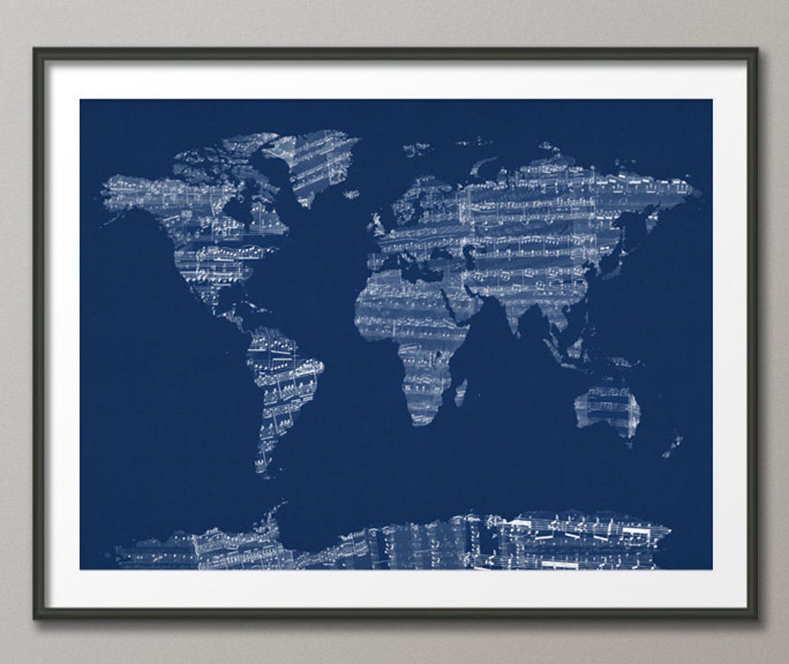Map of the World Map From Old Sheet Music Art Print 784 - Etsy UK