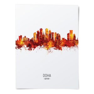 Doha Skyline, Doha Qatar Cityscape Art Print Poster Portrait PX 6396 - Etsy