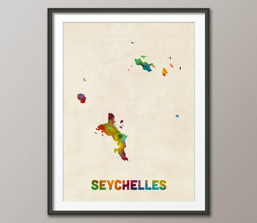 Seychelles Watercolor Map, Art Print (4387) - Etsy