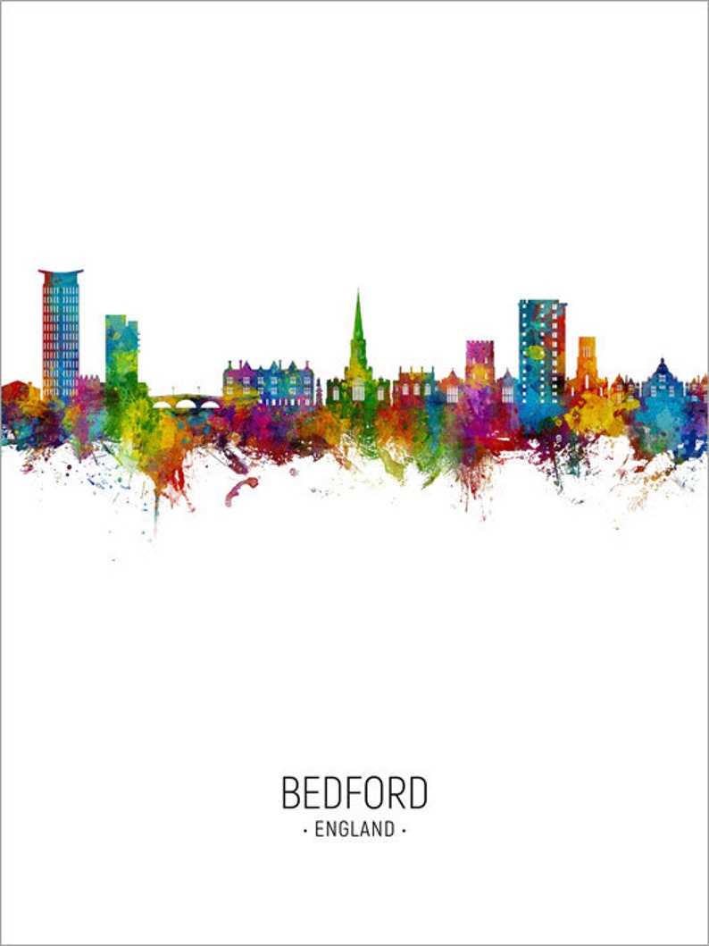 Bedford Skyline Bedford England Cityscape Art Print Poster - Etsy UK