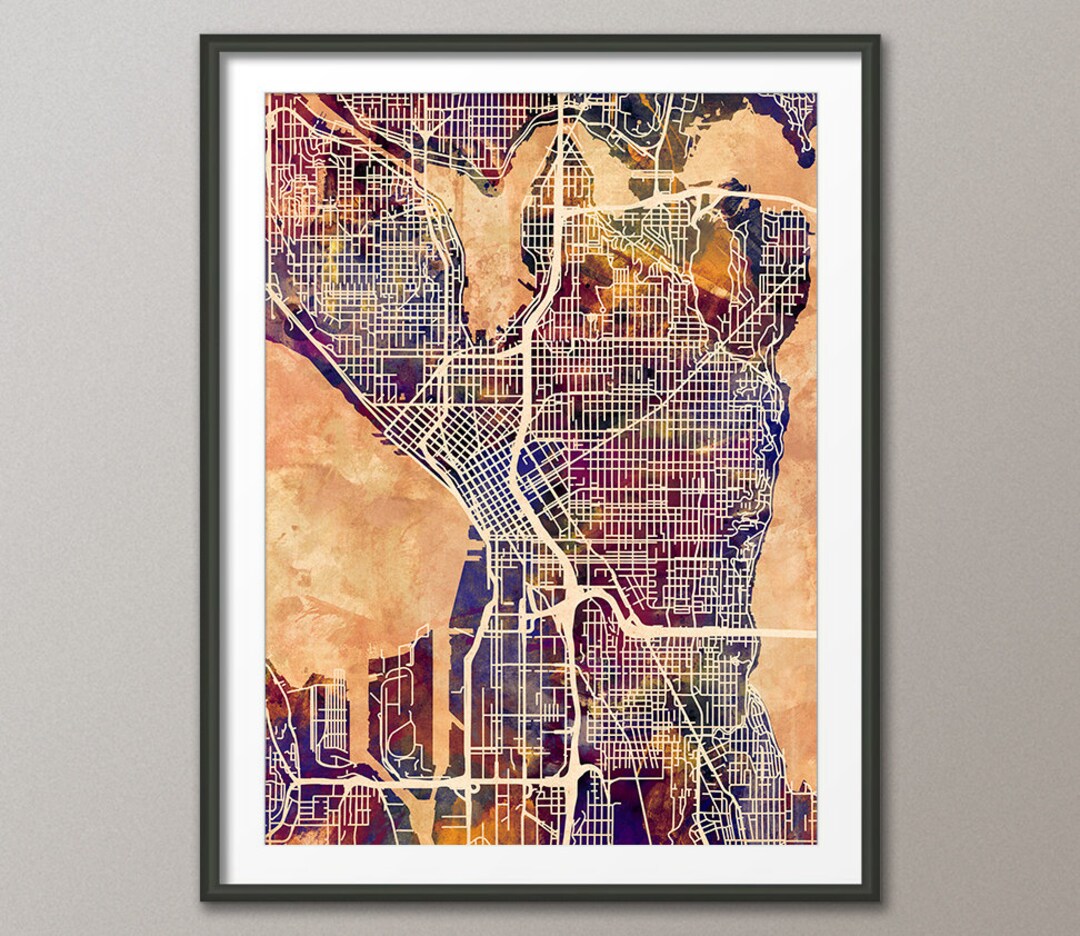Mapa de Seattle, mapa de calles de la ciudad de Seattle, Washington ...
