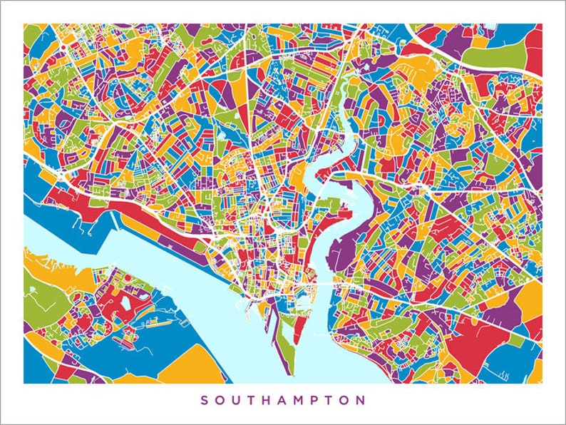 Southampton Map Southampton Hampshire England City Street - Etsy UK