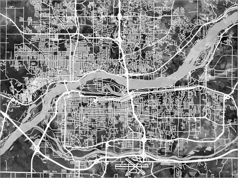 Quad Cities Map Davenport Bettendorf Rock Island Moline - Etsy UK