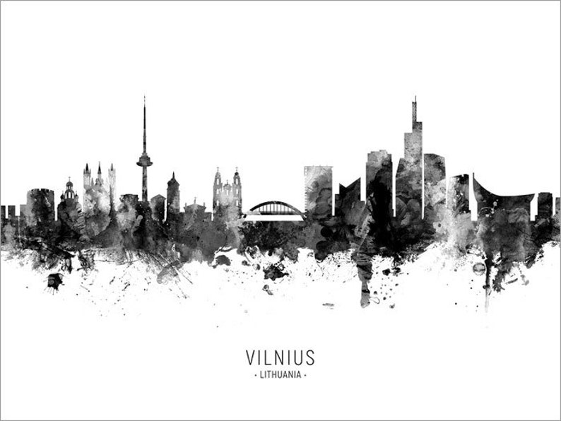 Vilnius Skyline Vilnius Lithuania Cityscape Art Print Poster - Etsy