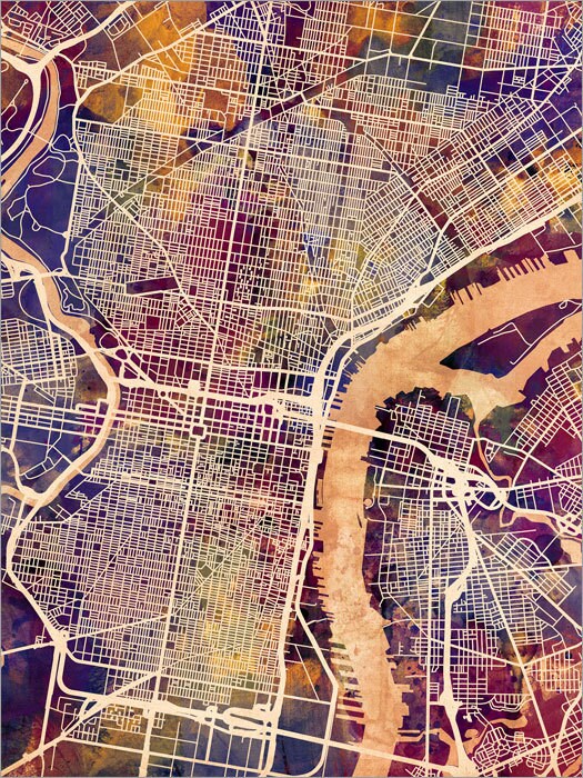 Philadelphia Map Philadelphia Pennsylvania City Street Map | Etsy