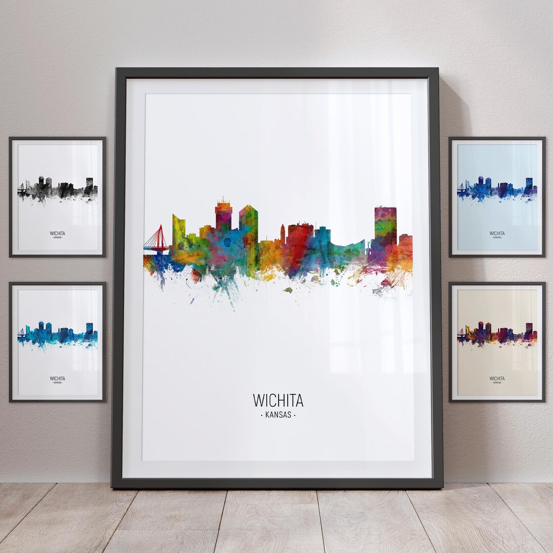 Wichita Skyline, Kansas Cityscape Art Print Poster Portrait - PX (5041 ...