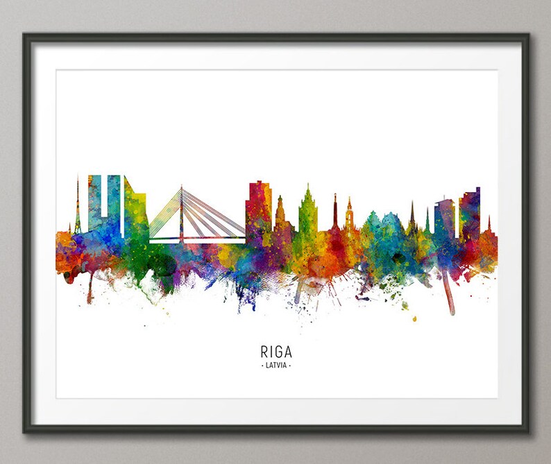 Riga Skyline Latvia Cityscape Painting Art Print Poster CX | Etsy UK