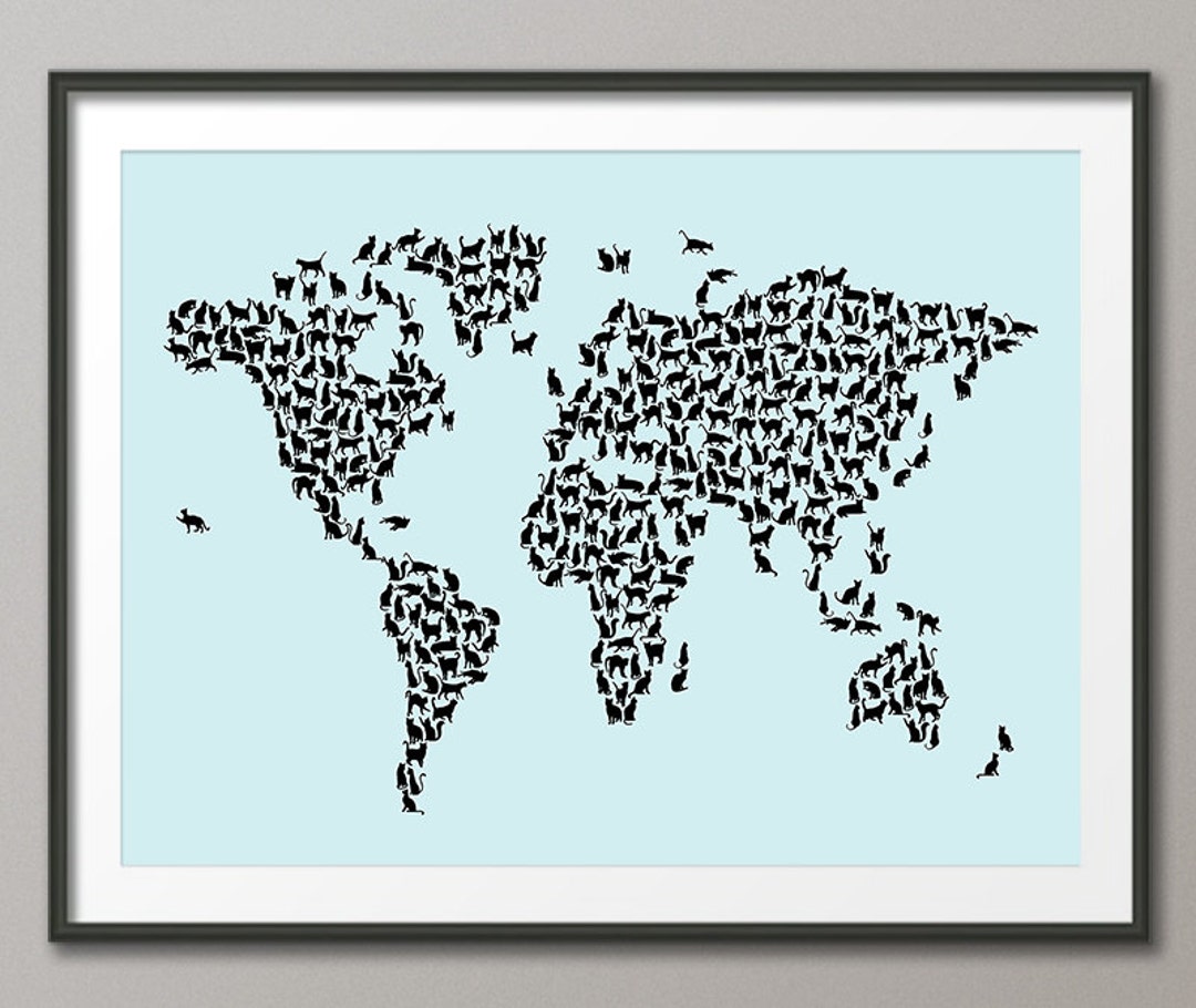 Cats Map of the World Map, Art Print 2530 - Etsy UK