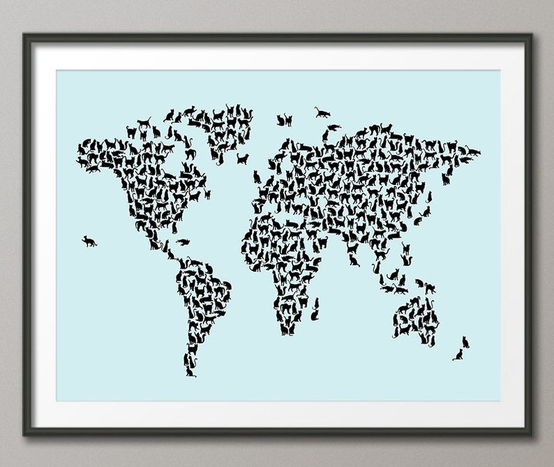 Cats Map of the World Map Art Print 2530 - Etsy UK