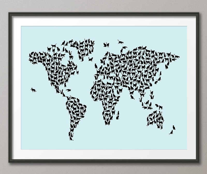 Cats Map of the World Map Art Print 2530 - Etsy UK