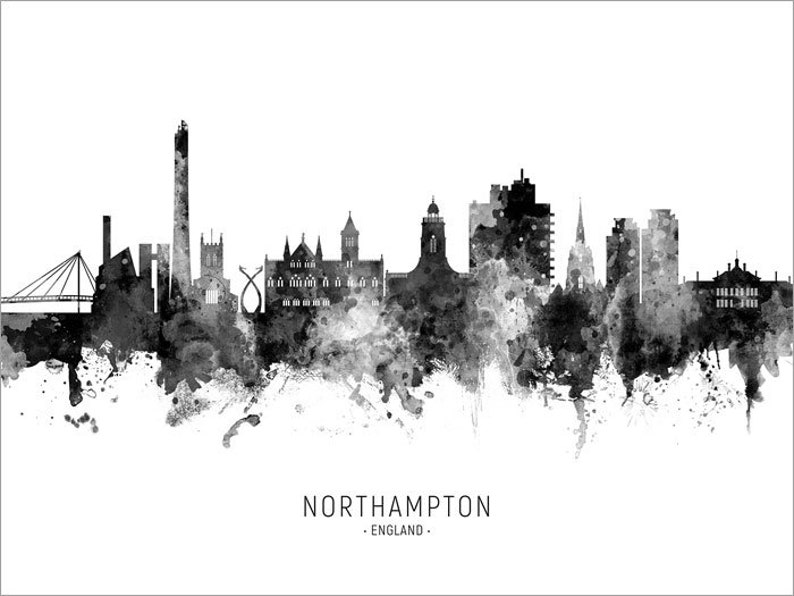 Northampton Skyline Northampton England Cityscape Art Print - Etsy