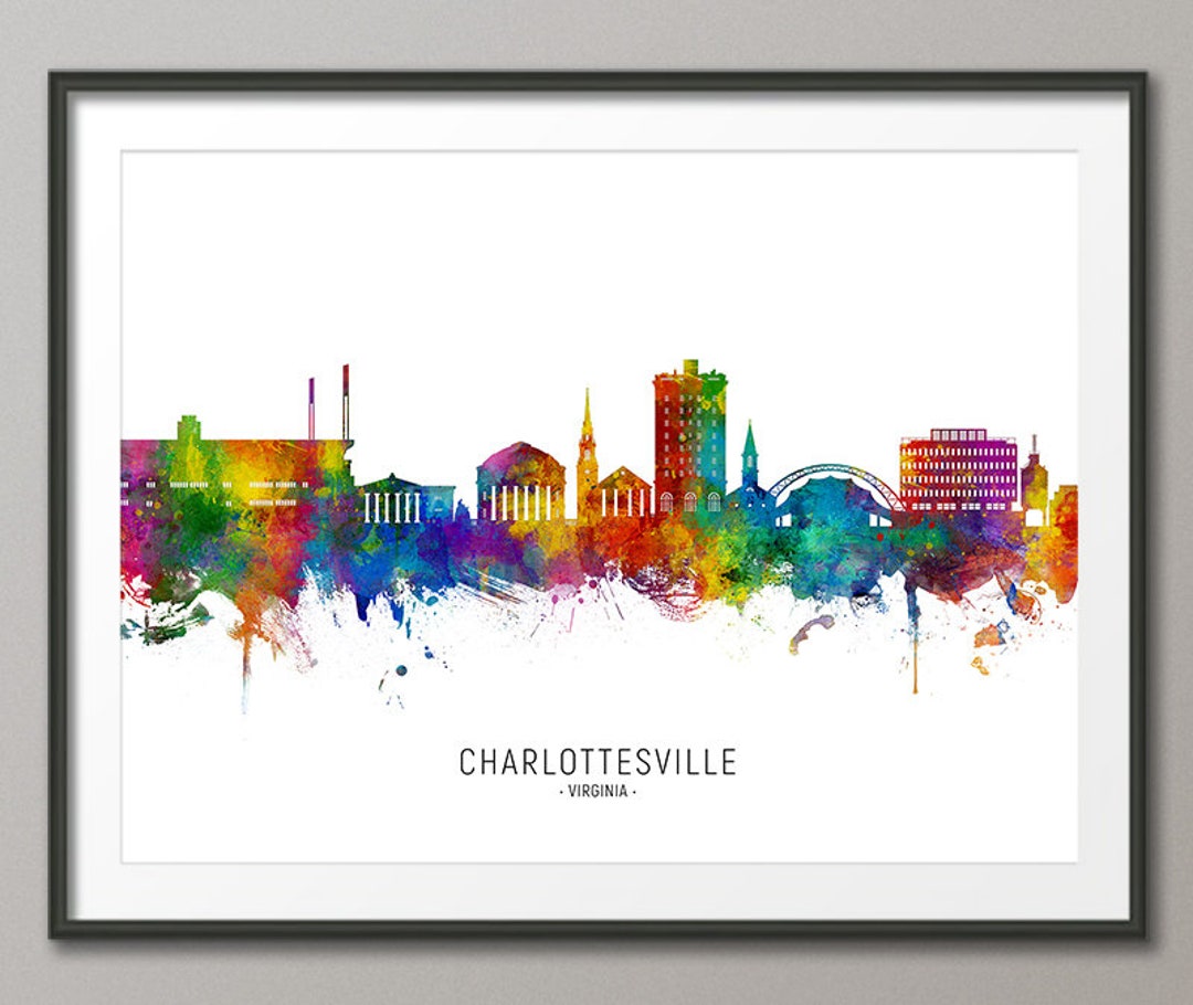 Charlottesville Skyline Virginia, Cityscape Painting Art Print Poster ...