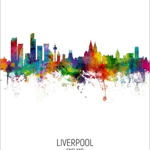 Liverpool Skyline, Liverpool England Cityscape Art Print Poster ...