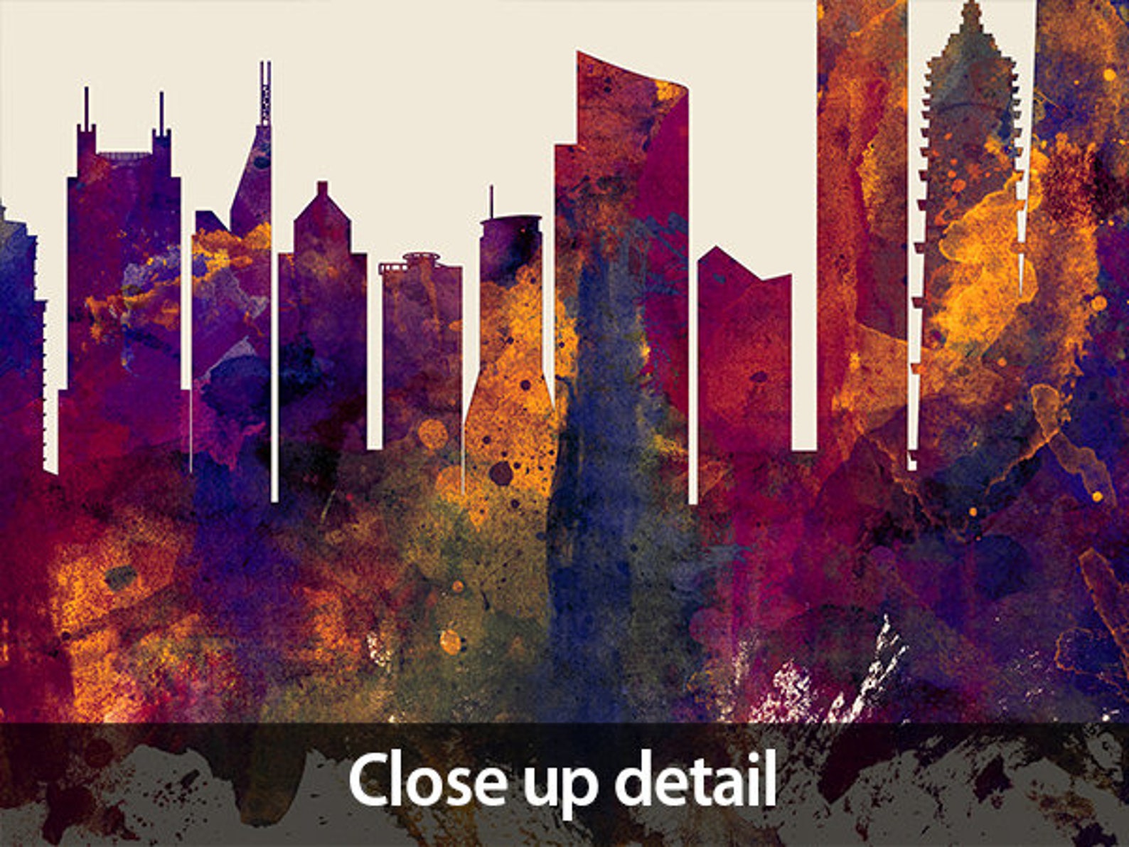 Shanghai Skyline China Cityscape Painting Art Print Poster LS - Etsy