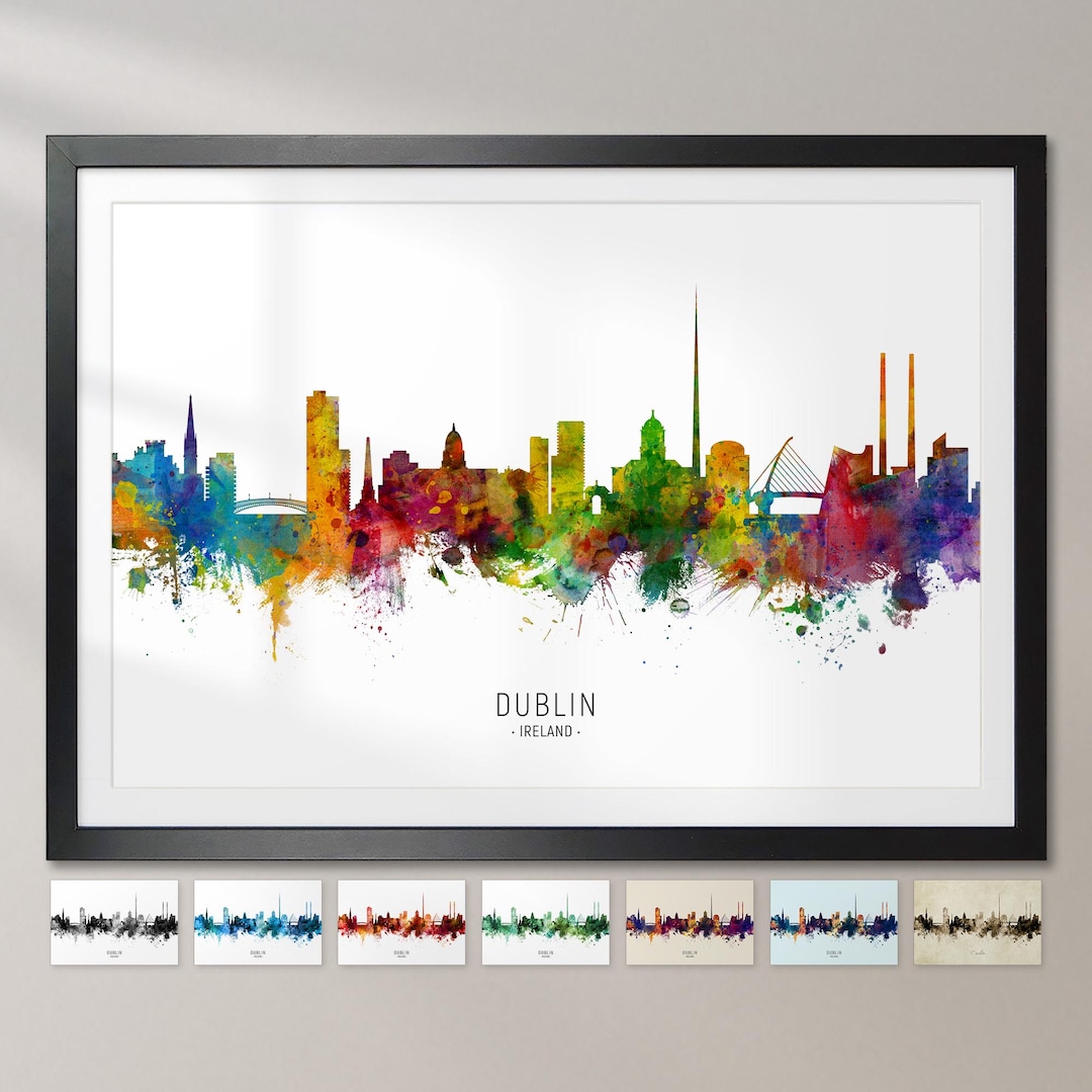 Dublin Skyline, Ireland - Cityscape Painting Art Print Poster CX (6497 ...