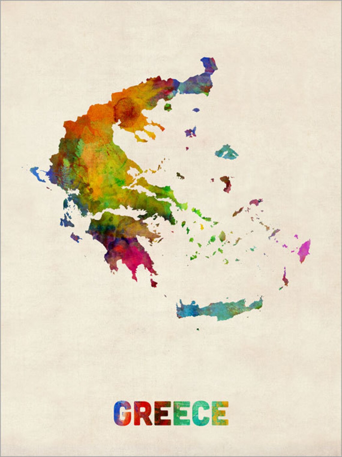 Greece Watercolor Map Art Print 625 - Etsy