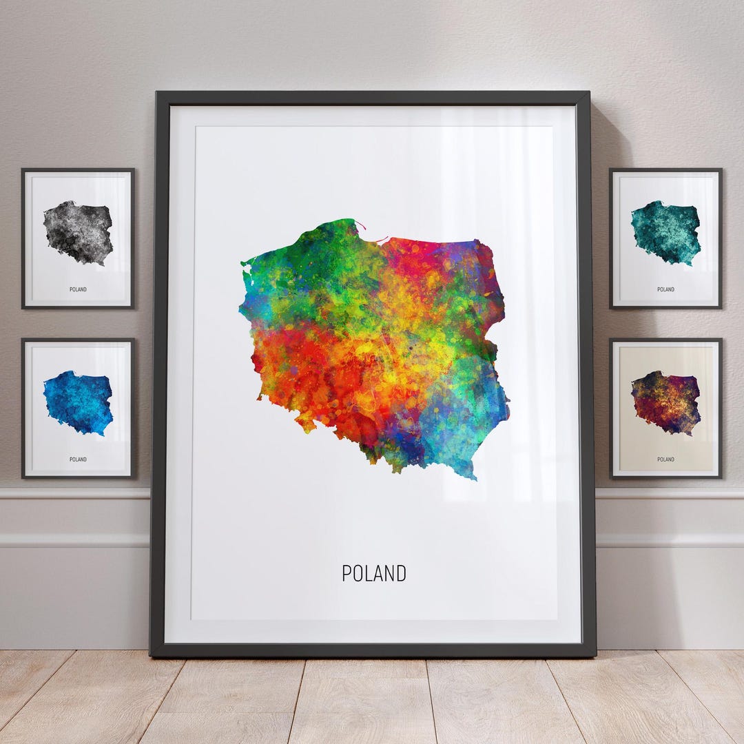 Poland Map, Watercolour Painting Art Print Poster, Portrait - MX (10914 ...