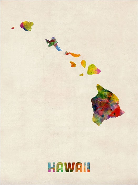 Hawaii Watercolor Map USA Art Print 363 - Etsy UK