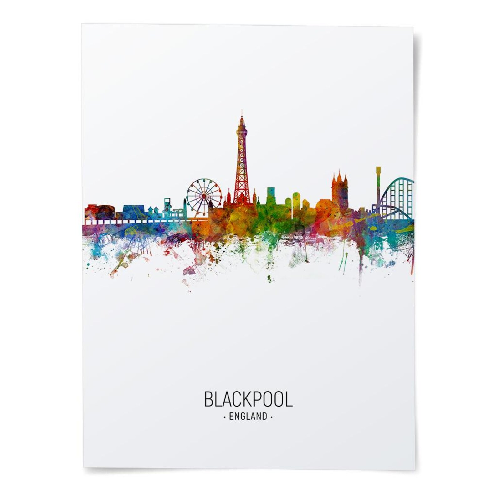Blackpool Skyline, England Cityscape Art Print Poster Portrait - PX ...