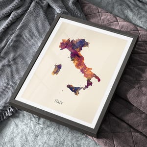 Italy Map, Watercolour Painting Art Print Poster, Portrait - MX (10858 ...