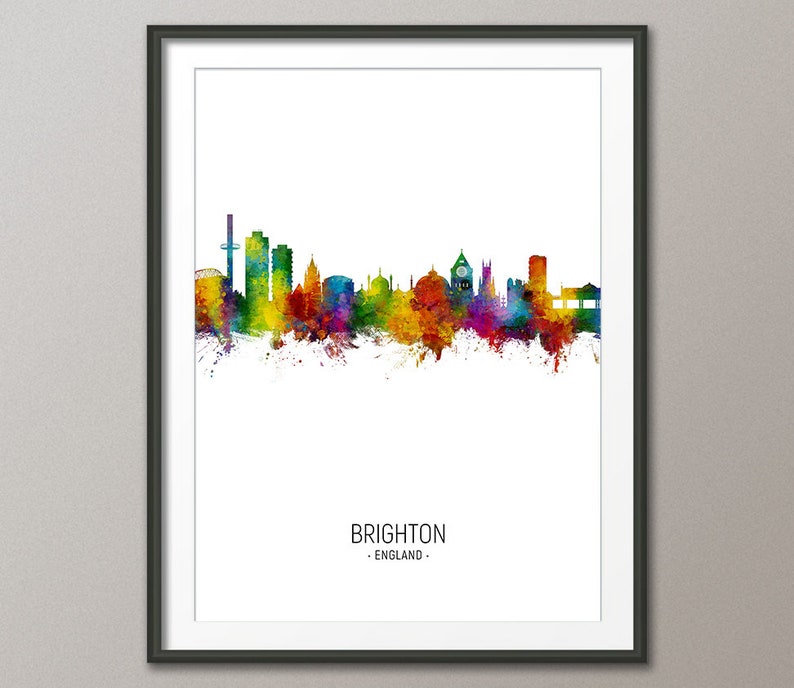 Brighton Skyline Brighton England Cityscape Art Print Poster | Etsy