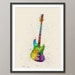 Electric Bass Guitar, Abstract Watercolor Music Instrument Art Print ...