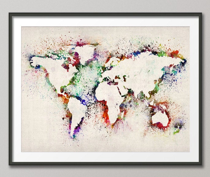 Map of the World Map Abstract Painting Art Print 778 - Etsy