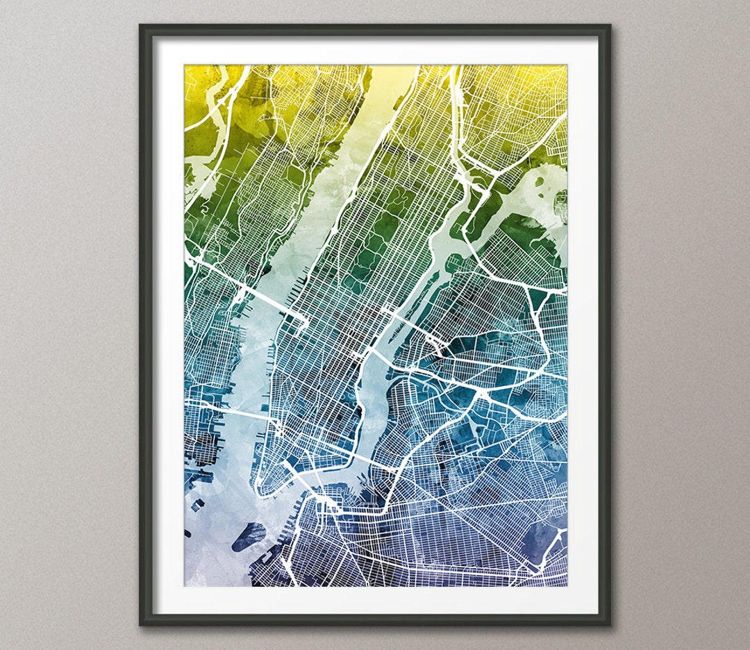 New York City Street Map USA, Map of NYC, Art Print (2315) - Etsy