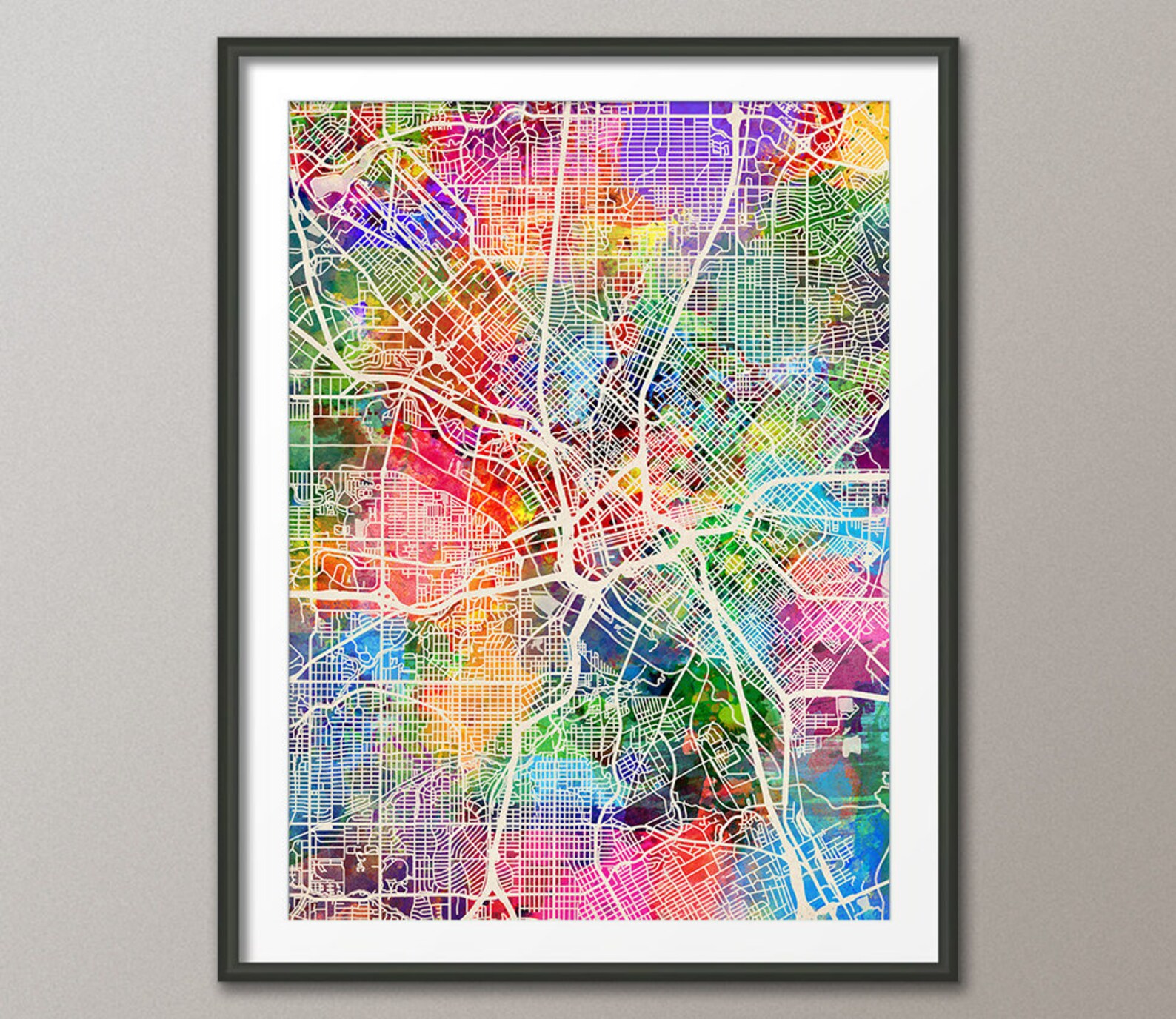 Dallas Map Dallas Texas City Map Art Print 2989 | Etsy