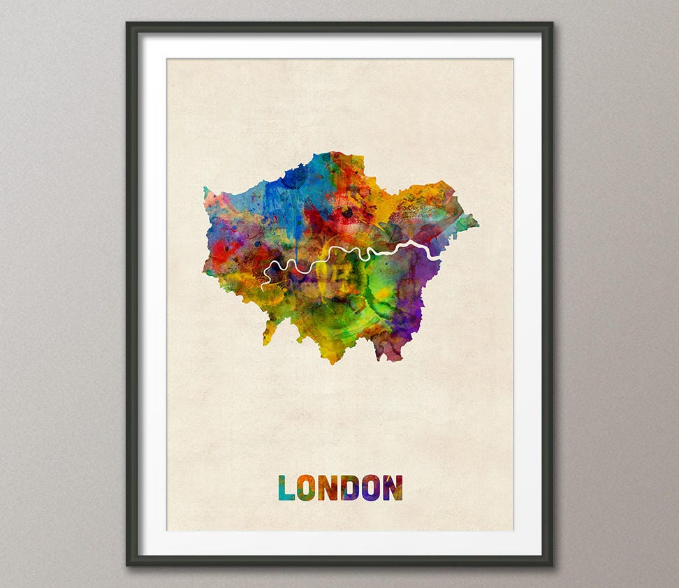 London Map Watercolour Map of London England Art Print - Etsy UK