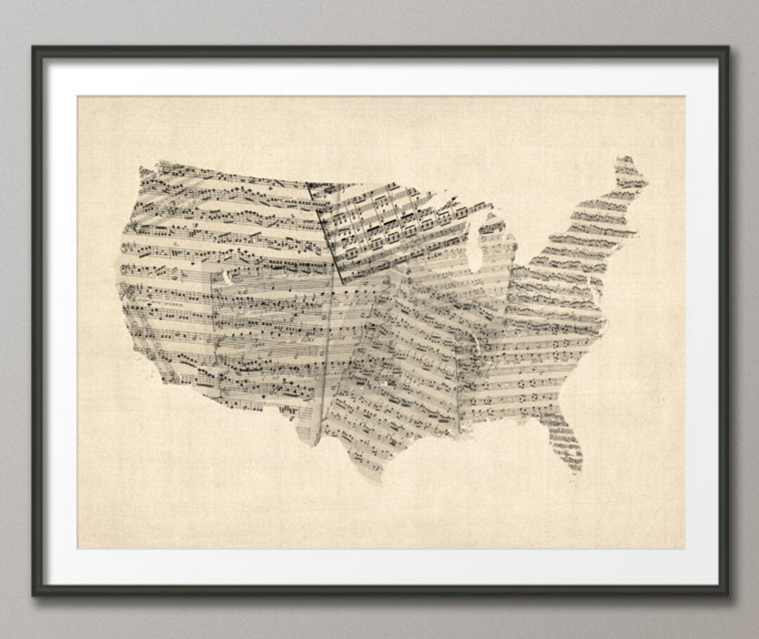 United States Old Sheet Music Map USA, Art Print 908 - Etsy