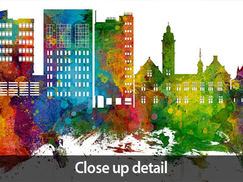 Swindon Skyline England Cityscape Painting Art Print Poster - Etsy