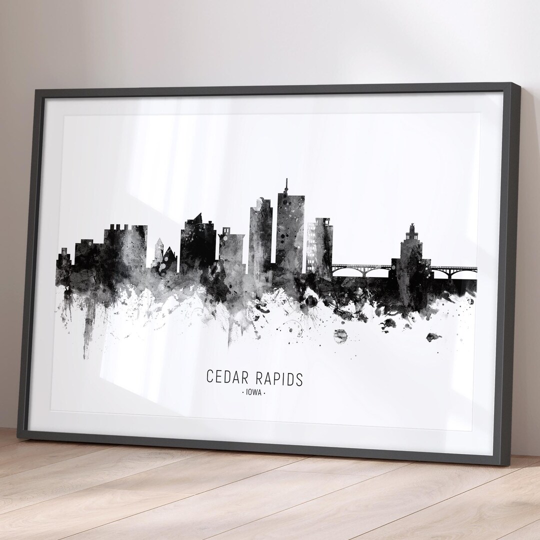Cedar Rapids Skyline Iowa, Cityscape Art Print Poster BX (11632) - Etsy